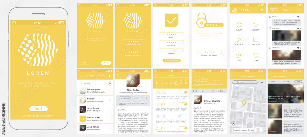 Design Of Mobile App Ui Ux Gui Set With A Welcome Window Registration Home Page News