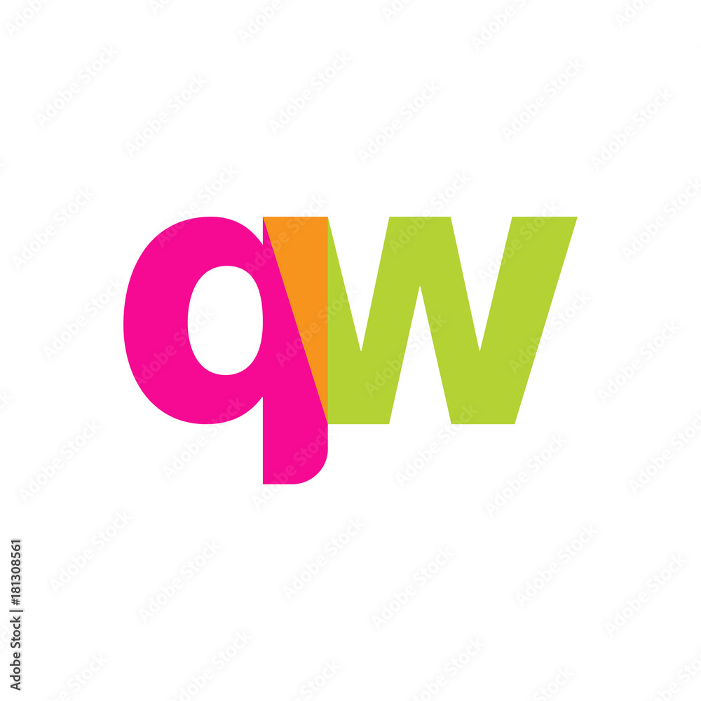 Initial letter qw, overlapping transparent lowercase logo, modern ...