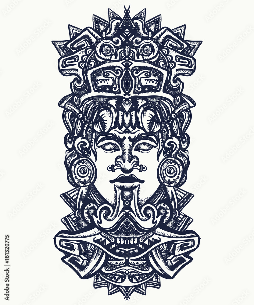 Aztec Totem Tattoos Ancient Mayan Tattoo T Shirt Design Aztec Stock