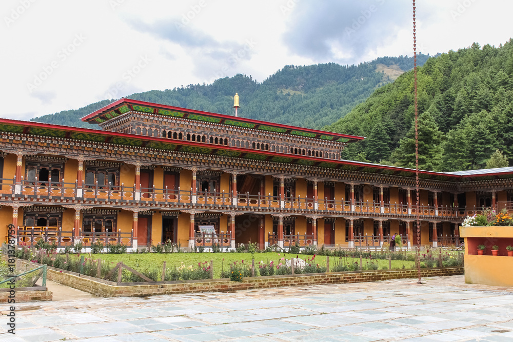 Traditional Bhutanese temple architecture in Bumthang Bhutan, South ...