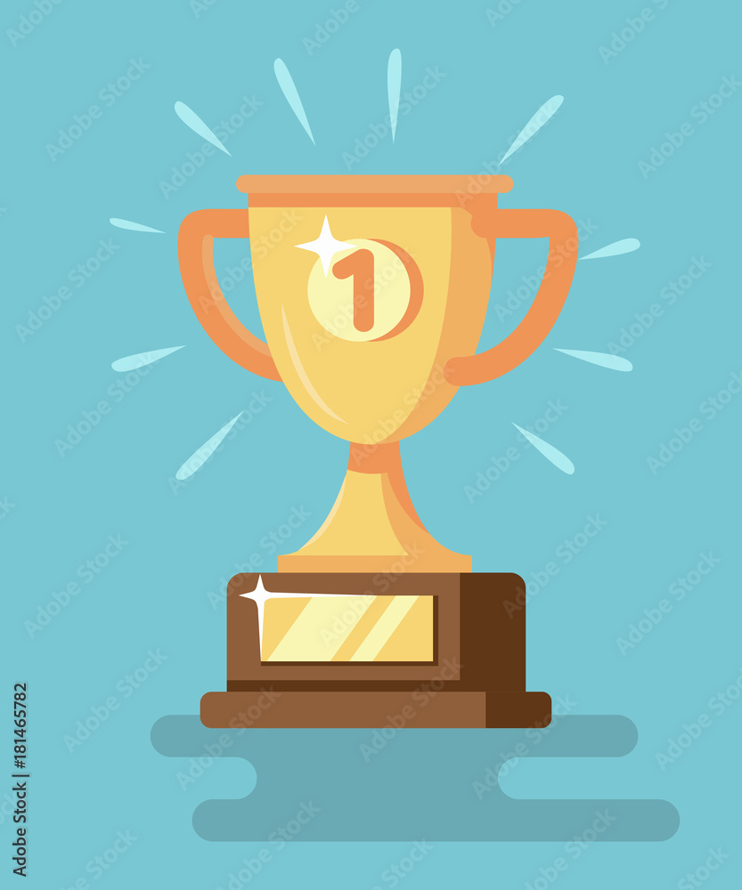 Trophy vector icon with number one. Stock Vector | Adobe Stock
