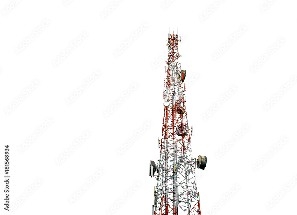 Communication Tower on white background Stock Photo | Adobe Stock