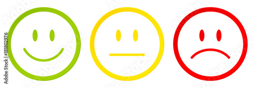 3 Smileys Green/Yellow/Red Outline – Stock-Vektorgrafik | Adobe Stock