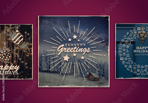 Textured Holiday Social Media Set Stock Template | Adobe Stock