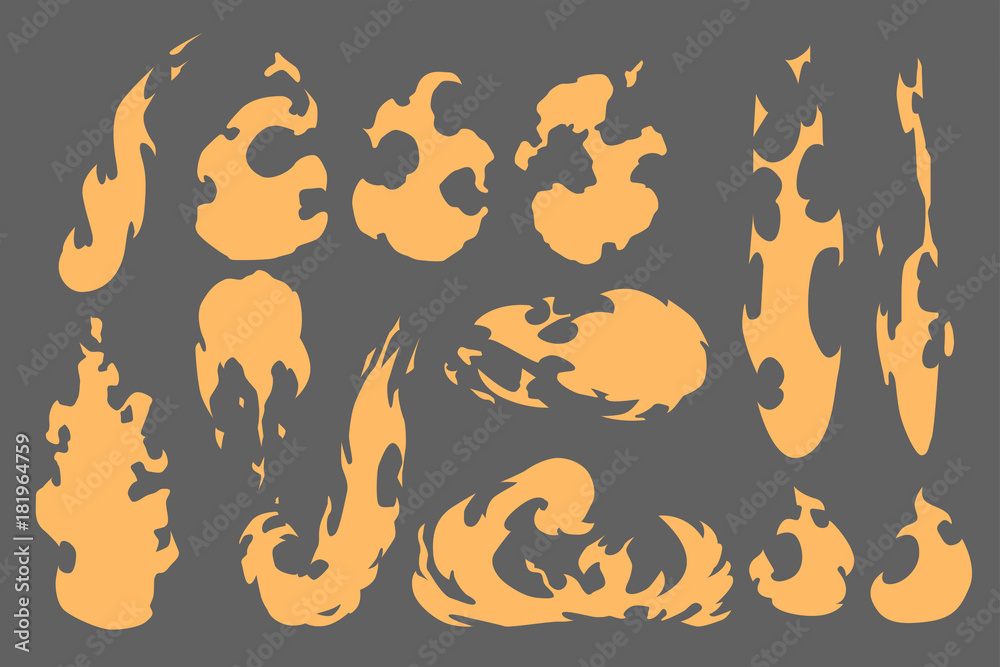 Vector fire special effects template. Hot flame spurt, burst and ...