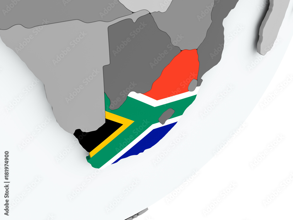 Flag of South Africa on map Stock Illustration | Adobe Stock