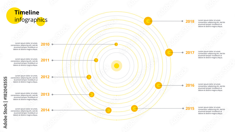 Spiral business timeline workflow infographics. Corporate milestones ...