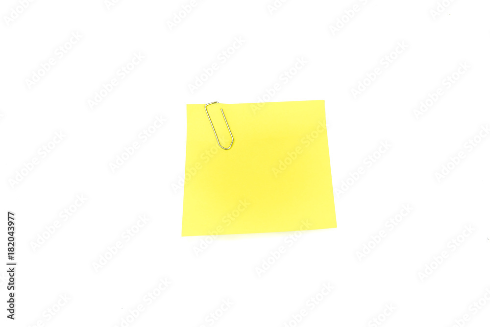 Yellow post it notes with paperclip Stock Photo | Adobe Stock