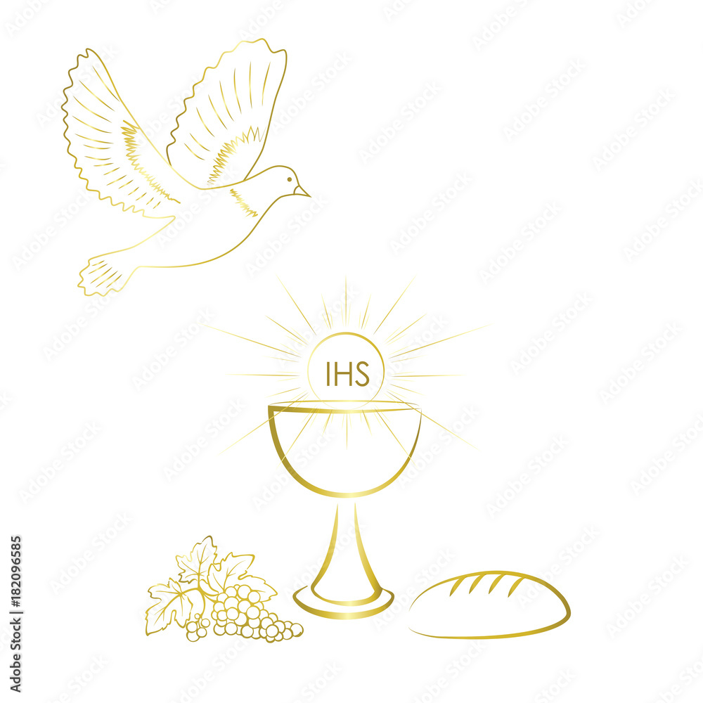 Vector de Stock First communion symbols for a nice invitation design ...