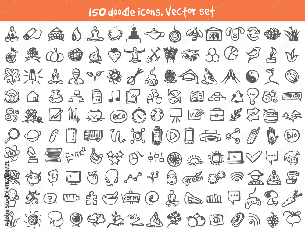 vector doodle icons set Stock Vector | Adobe Stock