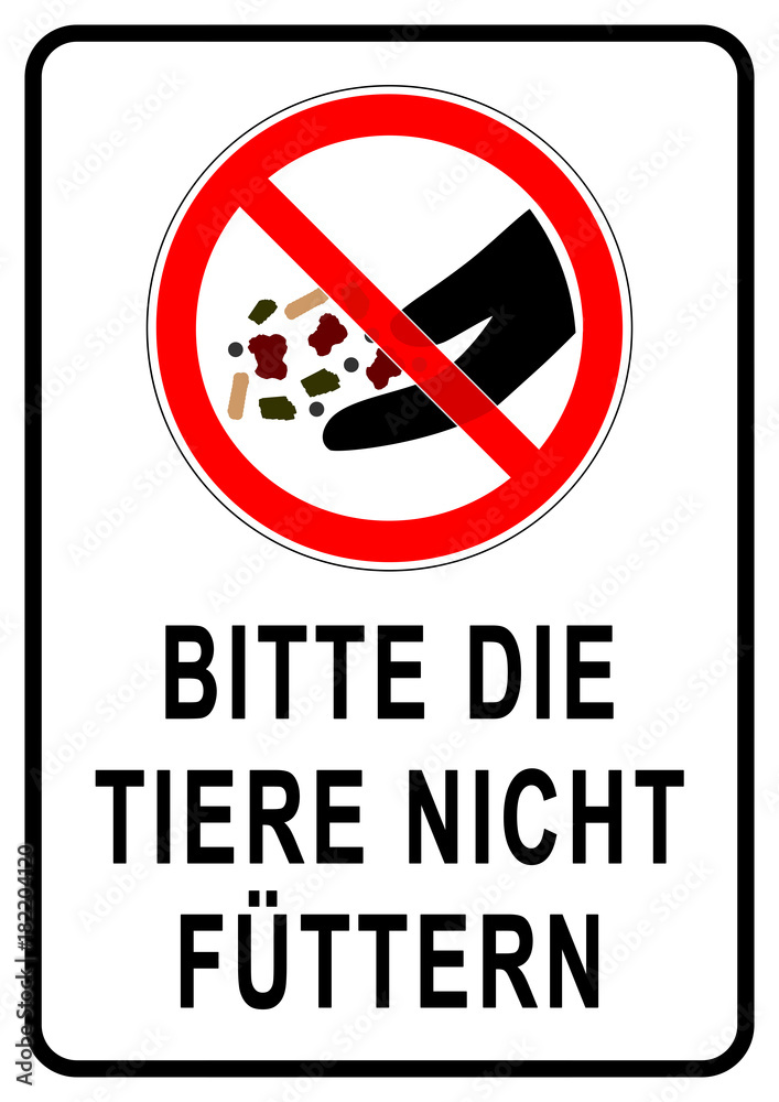 ks249 Kombi-Schild - Hinweis: german - Hand mit Tierfutter - Bitte die ...