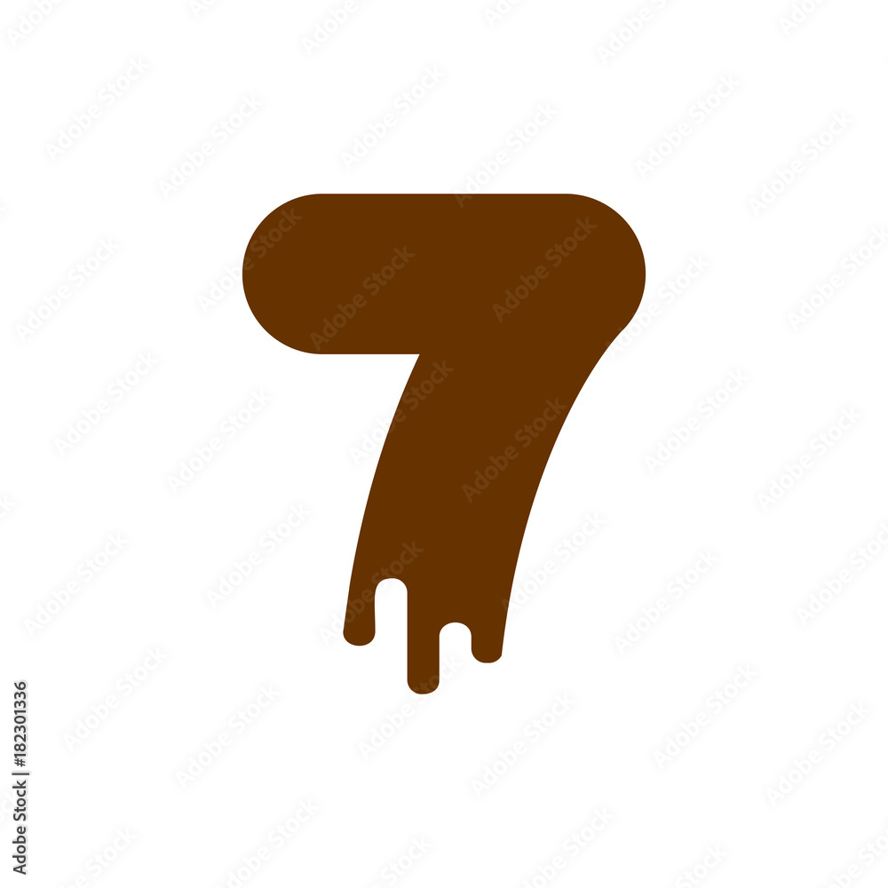 Number 7 Chocolate font. Sweetness numeral seven alphabet. Liquid ...