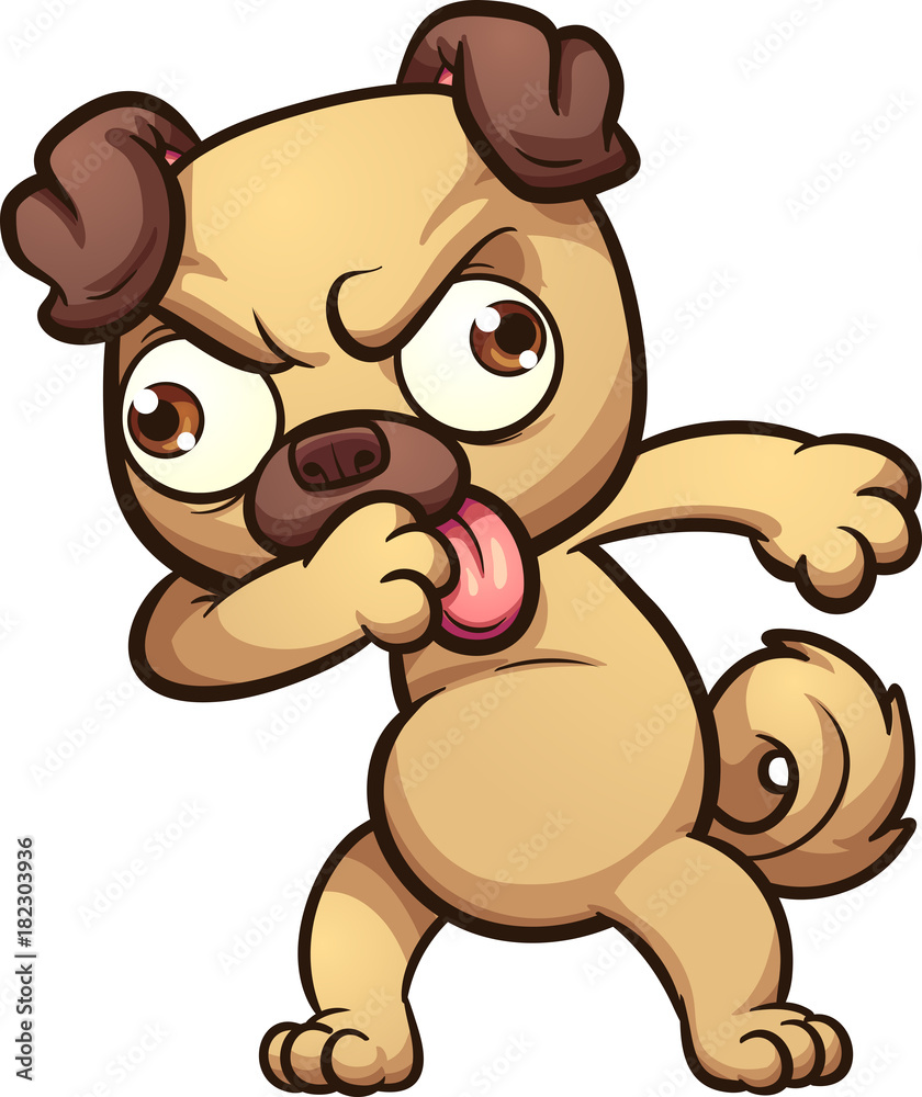 Dabbing cartoon pug dog. Vector clip art illustration with simple ...