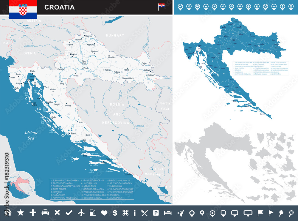 Croatia - infographic map - Detailed Vector Illustration Stock Vector ...