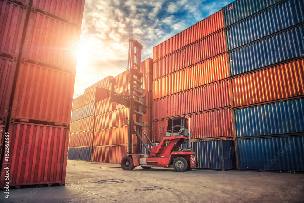 Crane lifter handling container box loading Industrial Container Cargo ...