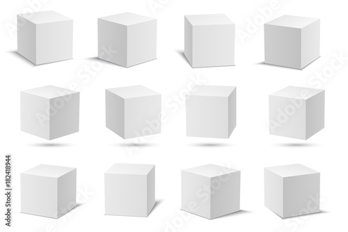 White Vector Cubes Cube White Collection 3d Models With Perspective Vector Stock Illustration
