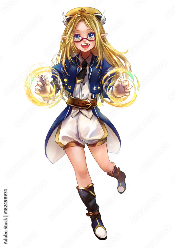 Cute original character design of fantasy female elf girl sorcerer ...