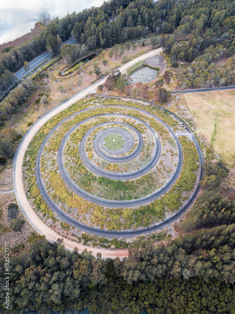 Side aerial view a spiral looking garden. Stock Photo | Adobe Stock