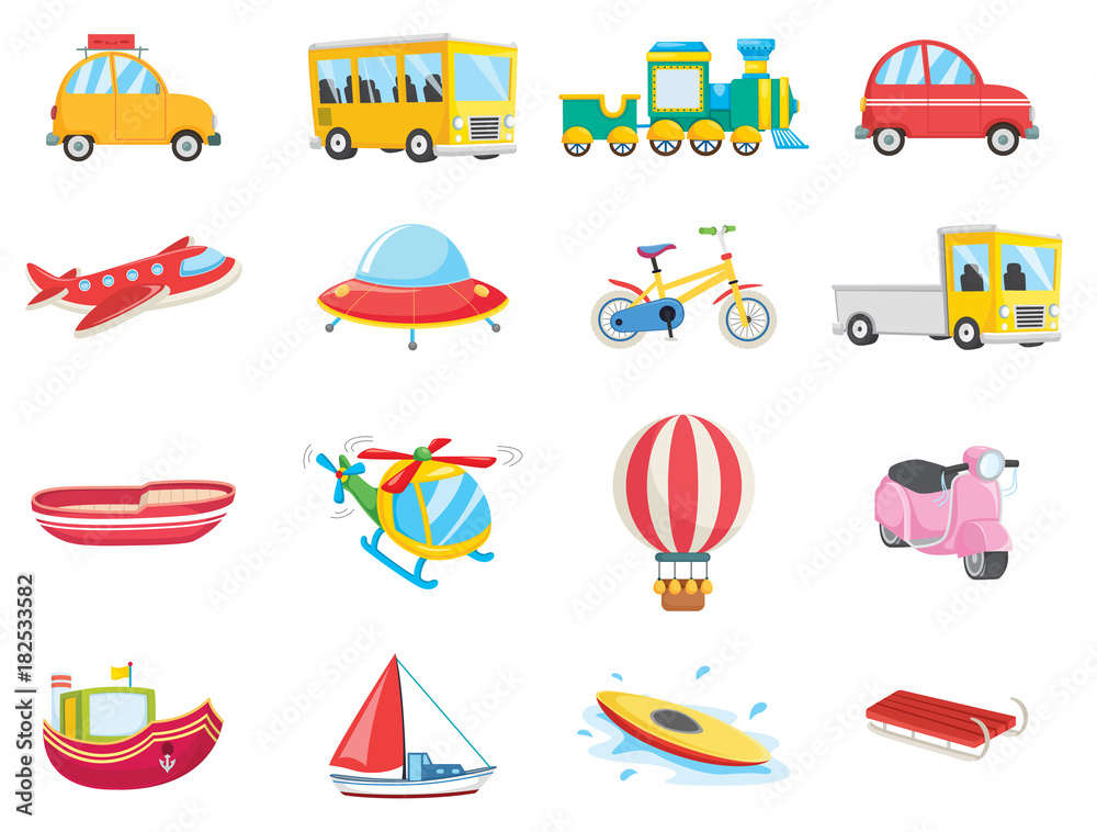 Set of Transportation Vehicles Stock Vector | Adobe Stock