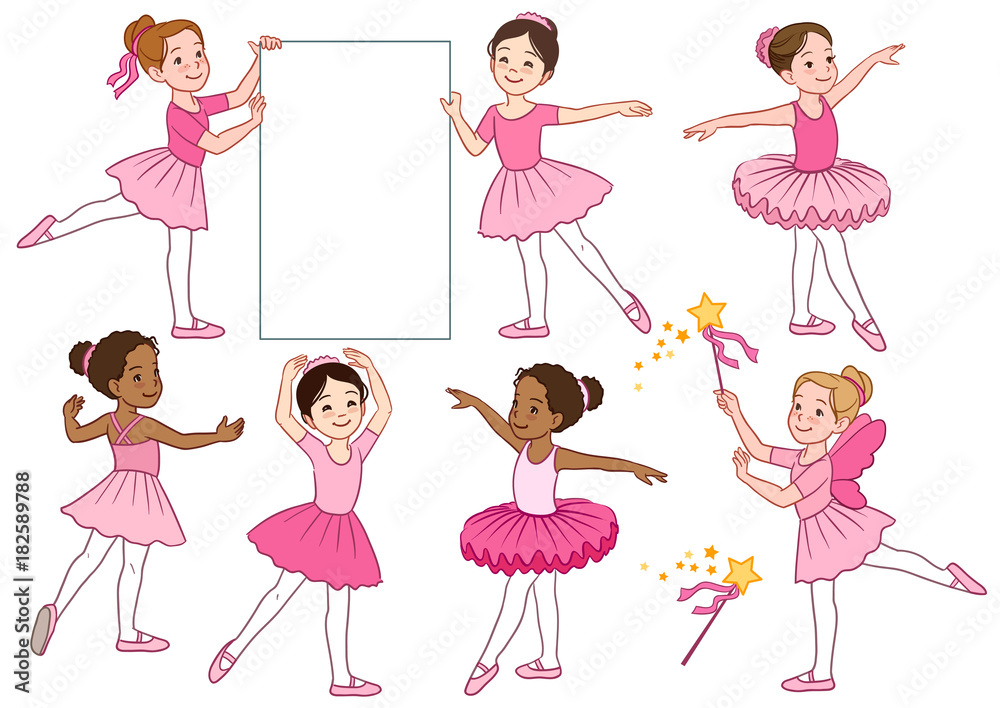 Vector cartoon illustration collection of cute multicultural little ...