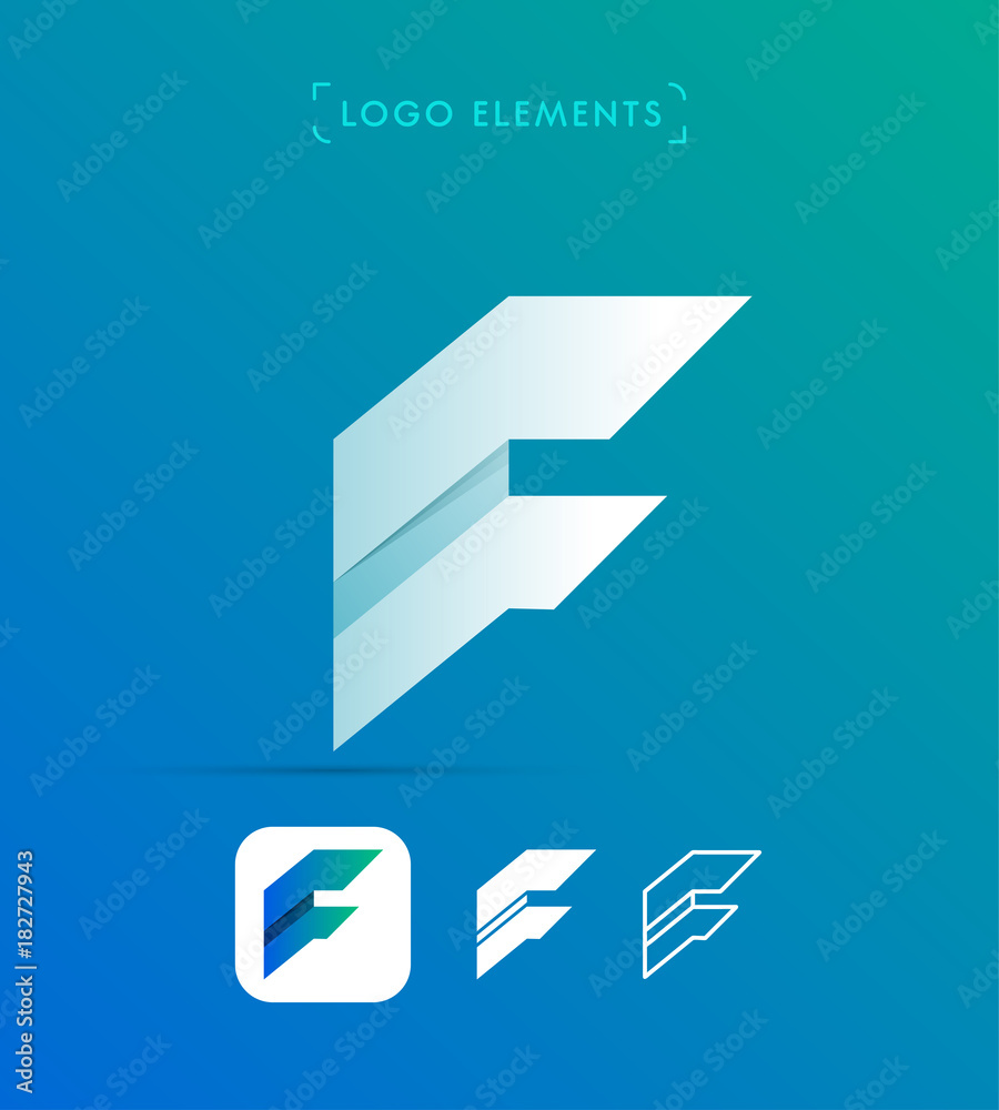 Vector abstract futuristic origami letter F logo design template ...