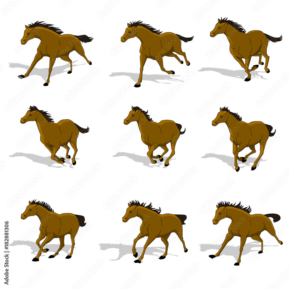 Horse running, silhouette, racecourse, competition, sprite sheets ...