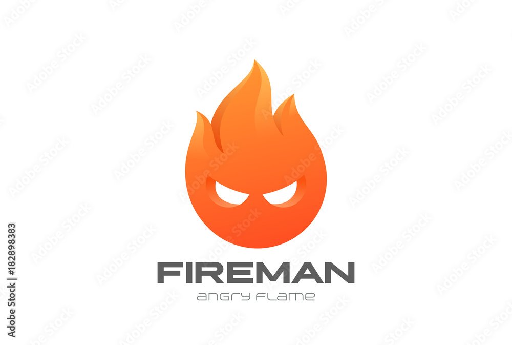 Fire Man Flame circle abstract Logo vector. Fireman Game icon Stock ...