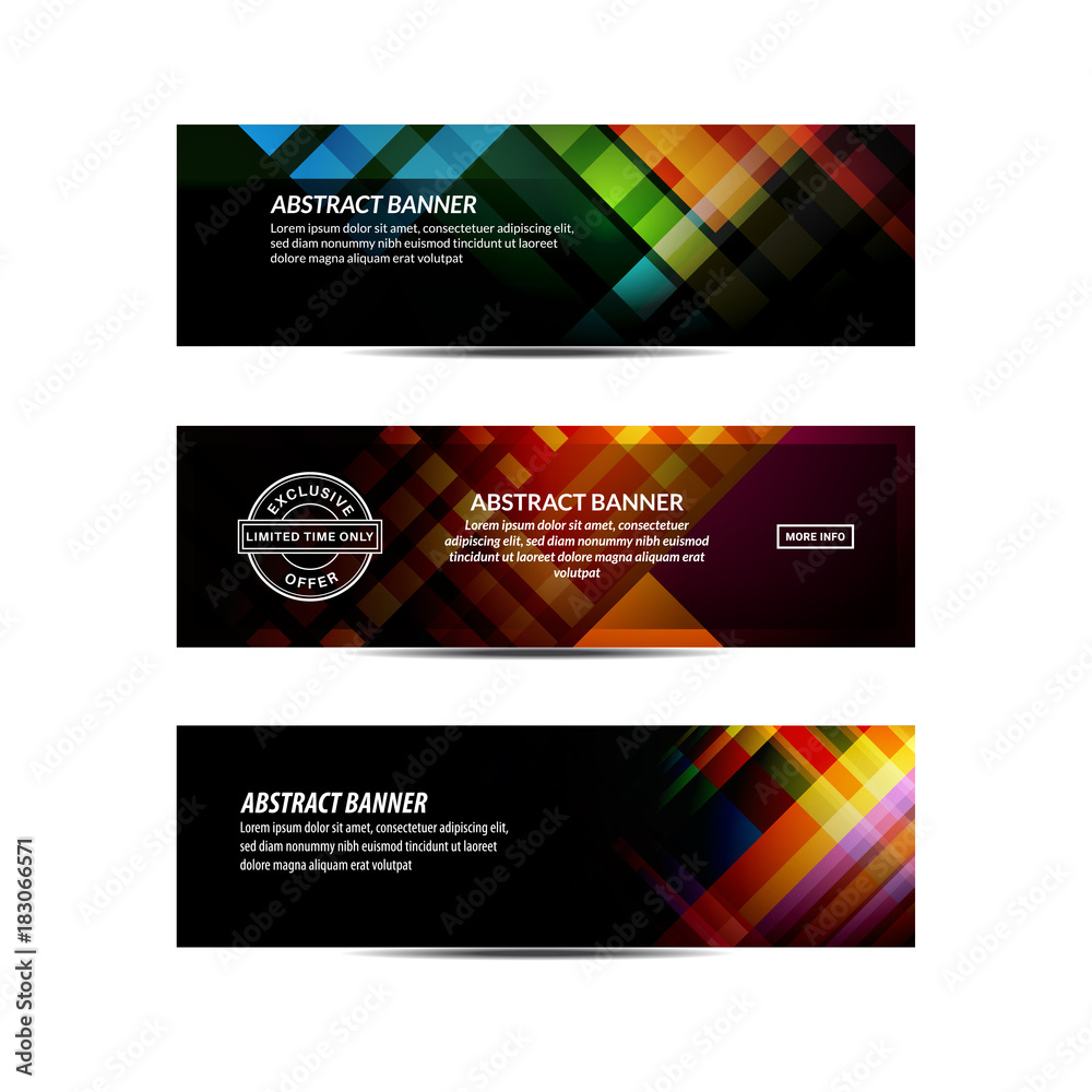 Set of abstract square banner background templates in vector format ...