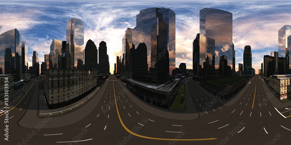Panorama of the city. Environment map. HDRI map. Equirectangular ...