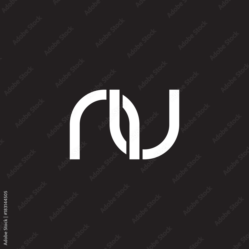 Initial lowercase letter nu, overlapping circle interlock logo, white ...
