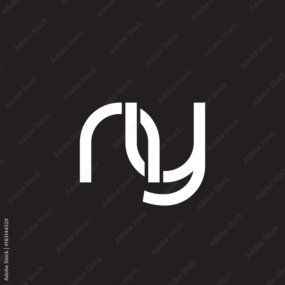 Initial lowercase letter ny, overlapping circle interlock logo, white ...