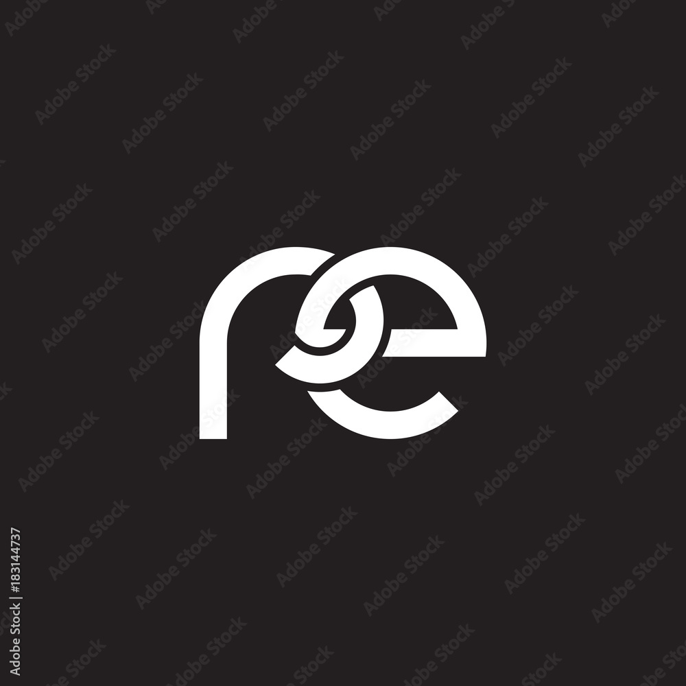 Initial lowercase letter re, overlapping circle interlock logo, white ...