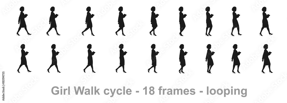Business girl walk cycle animation sprite sheet, Women walk cycle ...