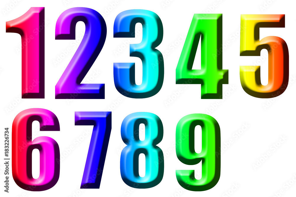 Ilustración de Stock Números del 1 al 9 de colores. | Adobe Stock