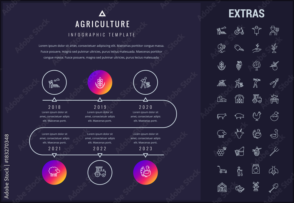 Agriculture timeline infographic template, elements and icons ...
