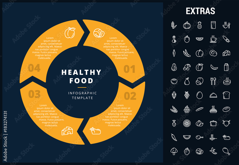 Healthy food infographic template, elements and icons. Infograph ...
