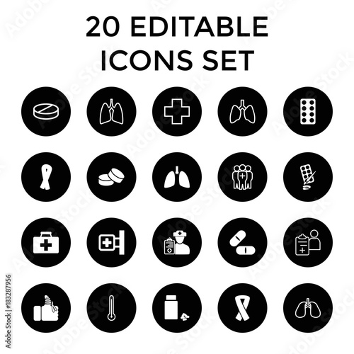 Illness icons. set of 20 editable filled and outline illness icons ...
