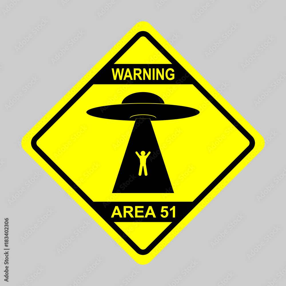 Stock-Vektorgrafik „Humorous danger road signs for UFO, aliens ...