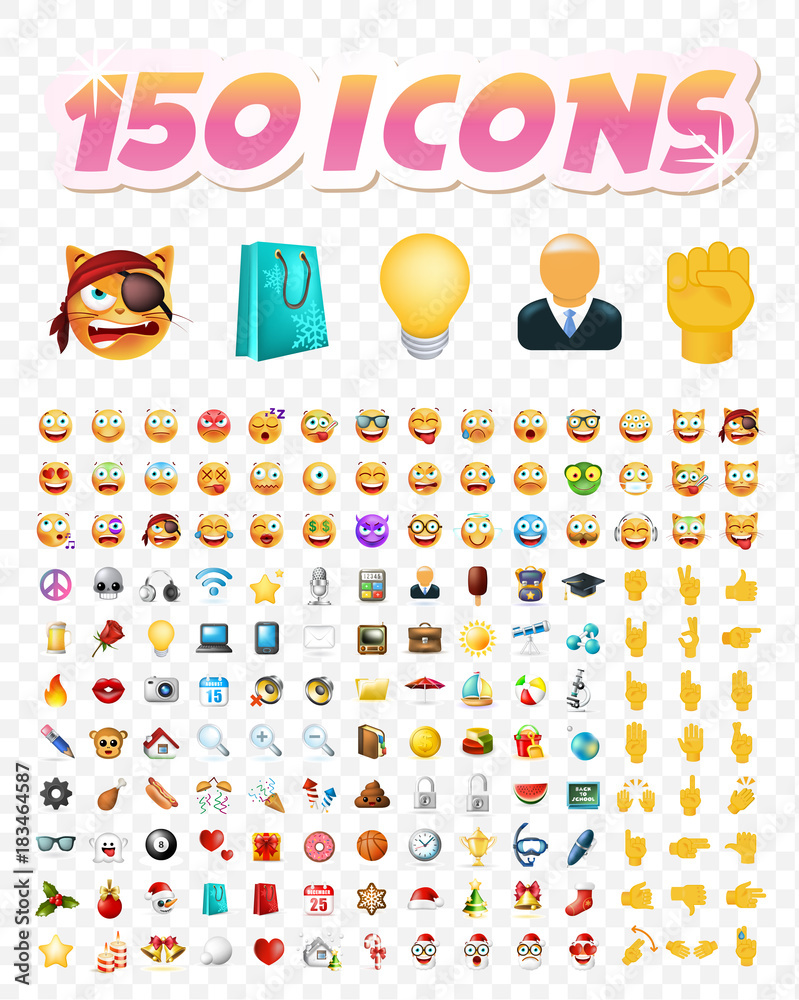 Set of Realistic Cute Icons on Transparent Background . Isolated Vector ...