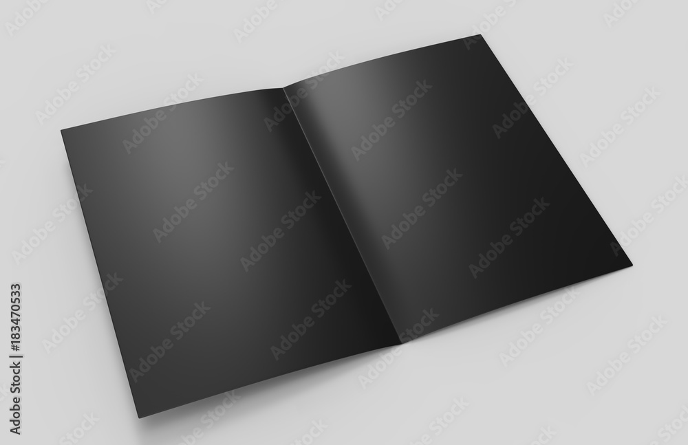 A3 half-fold brochure blank black template for mock up and presentation design. 3d illustration ...