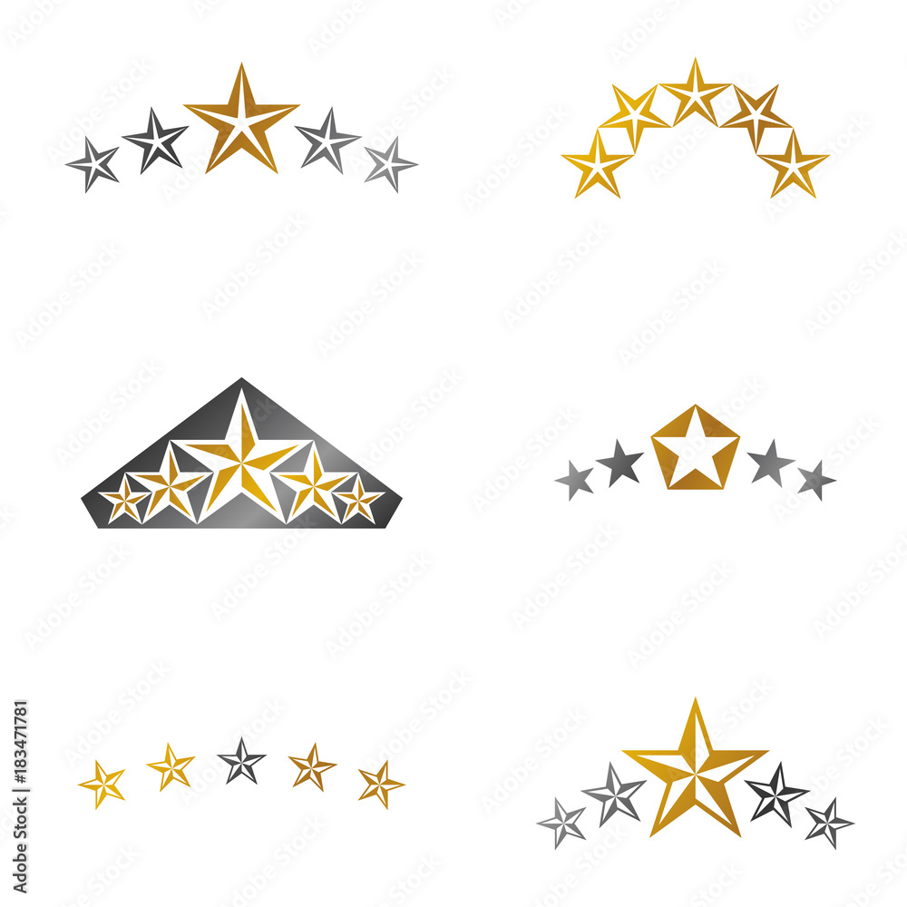 Royal Stars emblems elements set. Heraldic Coat of Arms decorative ...