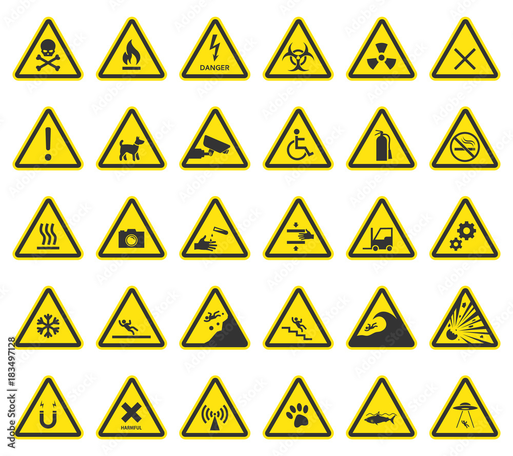 hazard warning signs, caution icons Stock Vector | Adobe Stock