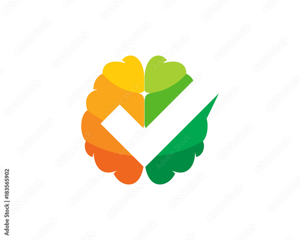 Brain Check Icon Logo Design Element Stock Vector | Adobe Stock