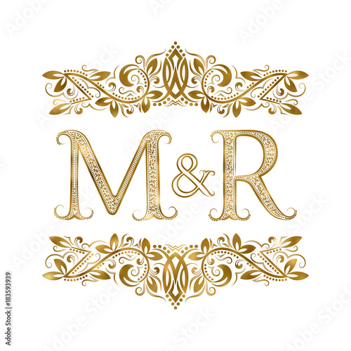 M and R vintage initials logo symbol. The letters are surrounded by ...