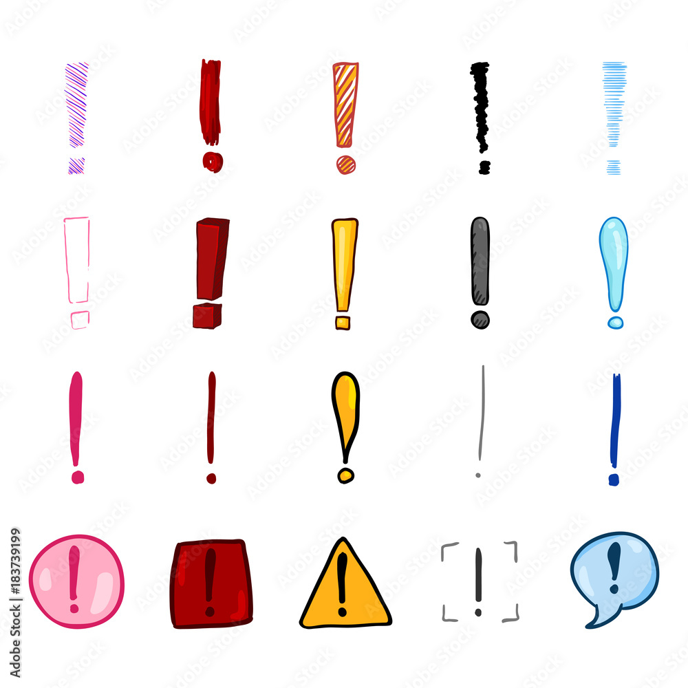 Vector Set of Cartoon Color Exclamation Marks Stock Vector | Adobe Stock