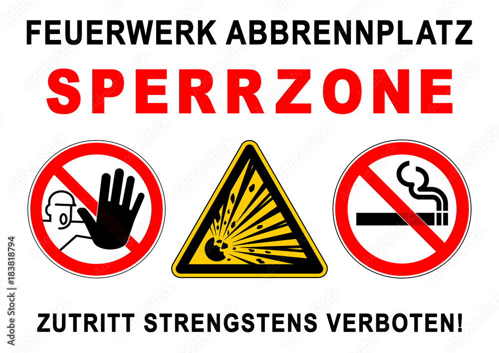 ks255 Kombi-Schild - ezs1 ExclusionZoneSign ezs - Gefahr: Feuerwerk ...