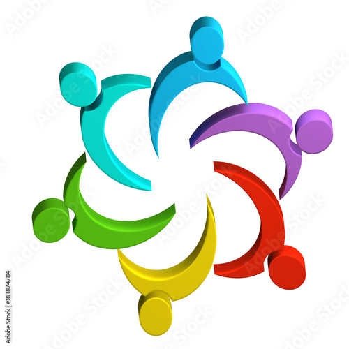 Teamwork colorful people working together .Solidarity ,community and ...
