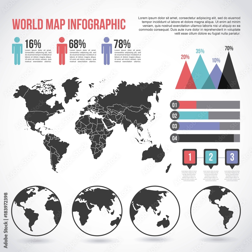 world map infographic chart population vector illustration Stock Vector ...