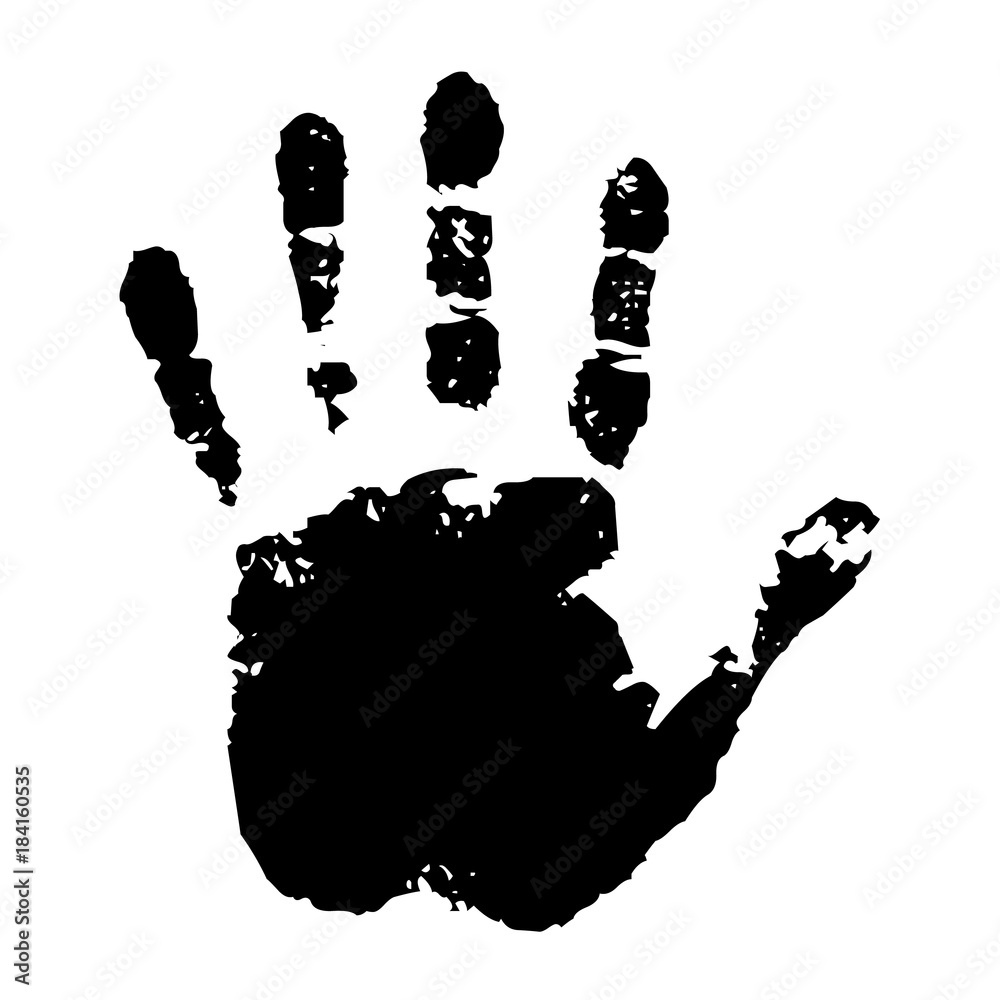 Hand raised with stop sign painted isolated on white background Vector ...