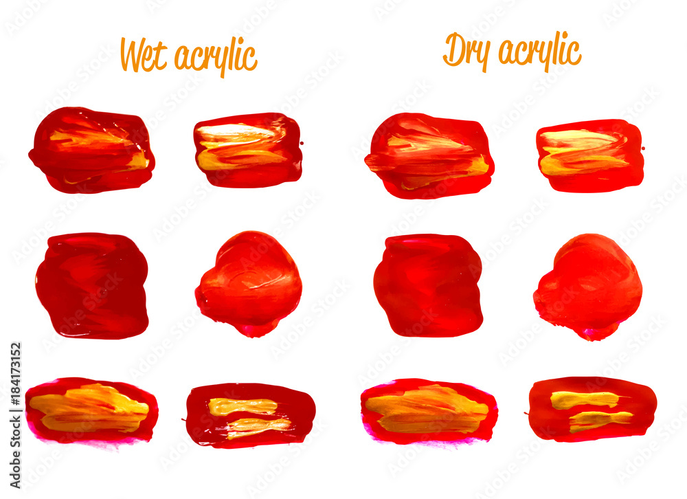 Vector gold and red paint smear stroke set. Abstract red and gold ...